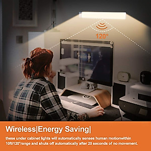 PRIORARE Closet Light 54 LED Motion Sensor Under Cabinet Lighting, 2500mAh Rechargeable Ultra Thin Magnetic Closet Lighting, 350lm Led Wireless Lights for Kitchen, Stairs, Bedroom(Warm White, 1Pack)