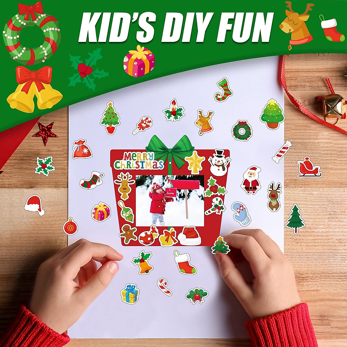 Kepeel 30 Packs Christmas DIY Picture Frames Craft Kit for Kids, Xmas Present Box Photo Frames Ornaments for Christmas Tree Party Decorations Favor Winter Art Gift Classroom School Home Activities