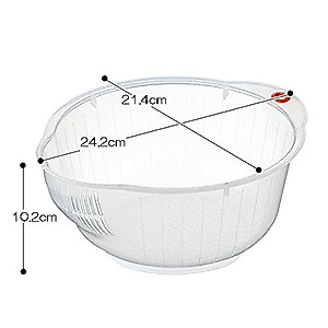 Inomata Plastic Japanese Rice Washing Bowl with Strainer, 2 quart