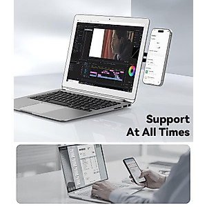 CloudValley Magnetic Phone Holder for Laptop Designed for iPhone 14 / 13 / 12 Series MagSafe, Adjustable Phone Monitor Side Mount, Slim Portable Foldable Computer Expansion Bracket (Black)