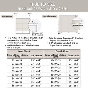 Madison Park Galen Cordless Roman Shades - Fabric Privacy Single Panel Darkening, Energy Efficient, Thermal Insulated Window Blind Treatment, for Bedroom, Living Room Decor, 35" x 64", Ivory
