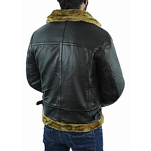 SpazeUp b3 men real shearling sheepskin flying ww2 aviator raf bomber jacket