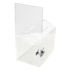 MCB Animal Dog House Charity Donation Collection Box with Display Sign Holder with Cam-lock and 2 Keys (Clear)