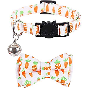 Lamphyface 2 Pack Easter Cat Collar with Cute Bow Tie and Bell Breakaway Adjustable Safety