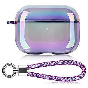 AIRSPO AirPods Pro (1st Generation) Case Cover Clear Lasher Hard PC Protective Case Colorful AirPod Pro Cover Skin Compatible with Apple AirPods Pro 1st Generation with Keychain (Glittery Purple)