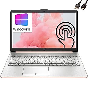 HP 17 17.3" Touchscreen HD+ Laptop Computer, Intel Quad-Core i3-1125G4 up to 3.7GHz (Beat i5-10210U), 8GB DDR4 RAM, 512GB PCIe SSD, DVD, AC WiFi, Bluetooth, Rose Pink, Windows 11 S, BROAG HDMI Cable