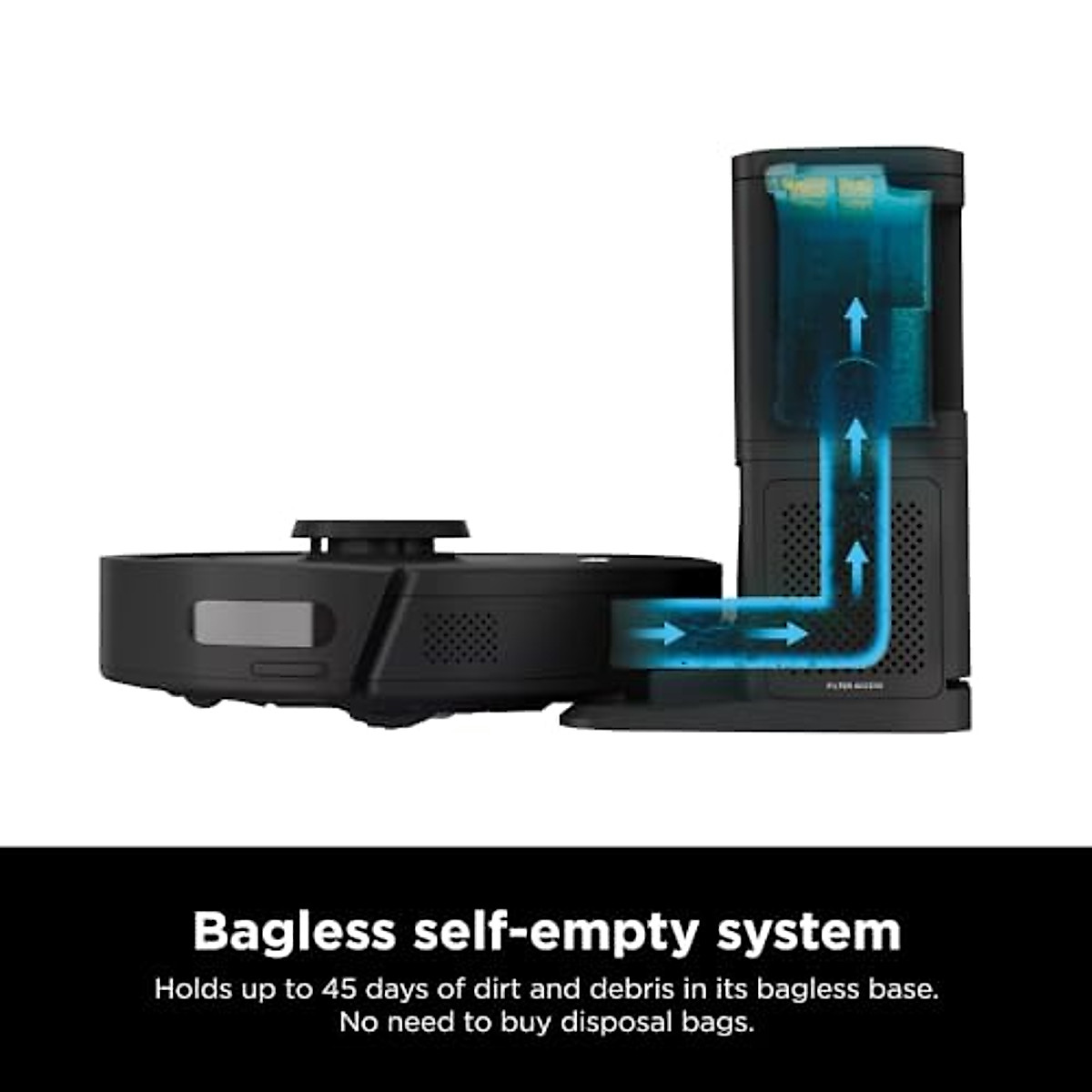 Shark AV2310AE Matrix Self-Emptying Robot Vacuum with No Spots Missed on Carpets and Hard Floors, Precision Home Mapping, Perfect for Pet Hair, Bagless, 45-Day Capacity Base, Wi-Fi Black/Brass