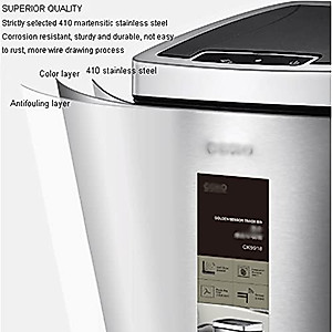Garbage can Automatic Trash Can Touchless Infrared Motion Senso Garbage Can with Lid Stainless Steel Garbage Bin for Kitchen, Office Sturdy (Color : Silver)
