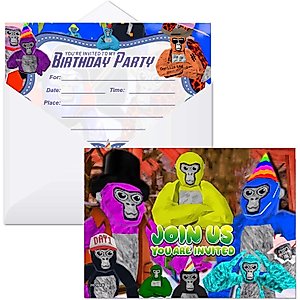 Vibbint 16 Pack Gorilla Tag Birthday Invitation Cards with Envelopes for Gorilla Tag Birthday Party Supplies and Decorations