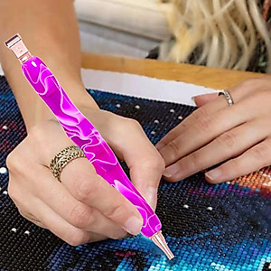 Praise V Do Ergonomic Diamond Painting Art Drill Bead Dot Pen Kit with Screw Steel Silver Metal Tip Nibs Placers Roller Tool Accessories for 5D Diamond Paint Purple