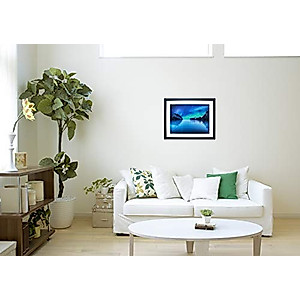 Black 22x28 Gallery Poster Frame with 18x24 Mat - Wide Molding - Includes Attached Vertical and Horizontal Hanging Hardware - Crystal Clear Plexiglass Front - Display 22 x 28 Inch Picture or Art