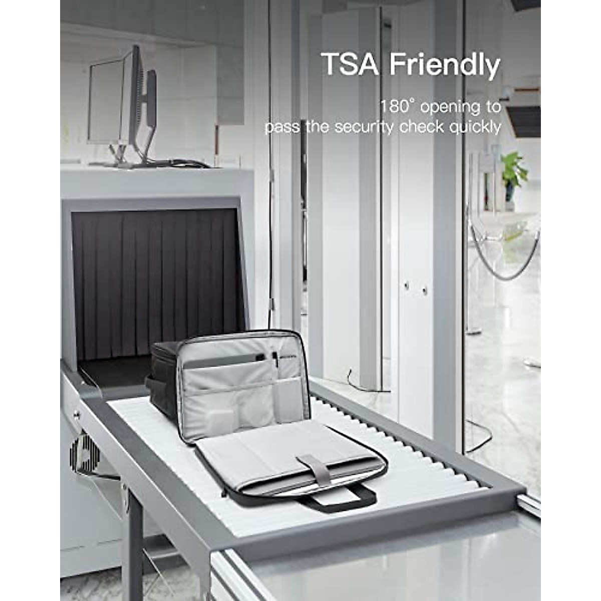 Inateck 15.6 Inch Laptop Sleeve,180° TSA Shoulder Bag,Splash-resistant 3-Way Laptop Carrying Case,Handbag with Trolley Strap Compatible with 15-15.6 Inch Laptop/Chromebook/Notebook for Commuting