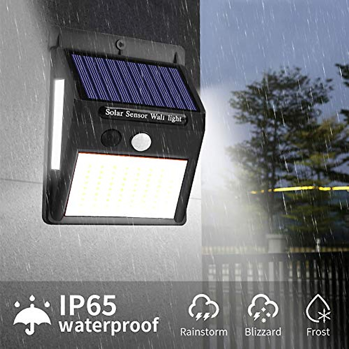 Jings Solar Lights Outdoor, 100LED Outdoor Solar Lamp PIR Motion Sensor Wall Light Waterproof Solar Powered Lights for Garden Fence Door,4pcs