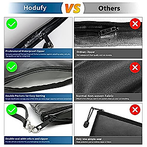 Fireproof Money Bag (2000℉), Fireproof Document Bags, Fireproof Bag, Money Bag, Bank Cash Bag with Zipper & Strap, Suitable for A5 Documents, Bank Inventory, Passport (Black)