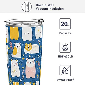 sanluoli Mr &mrs Bear Pink Blue Stainless Steel vacuum insulated water bottle Leak-proof Lid and Straw coffee mug for café cute tumblers with lids and straws 20 OZ