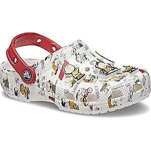 Crocs Unisex-Child Classic Peanuts Snoopy Clogs, White/Multi, 4 Toddler