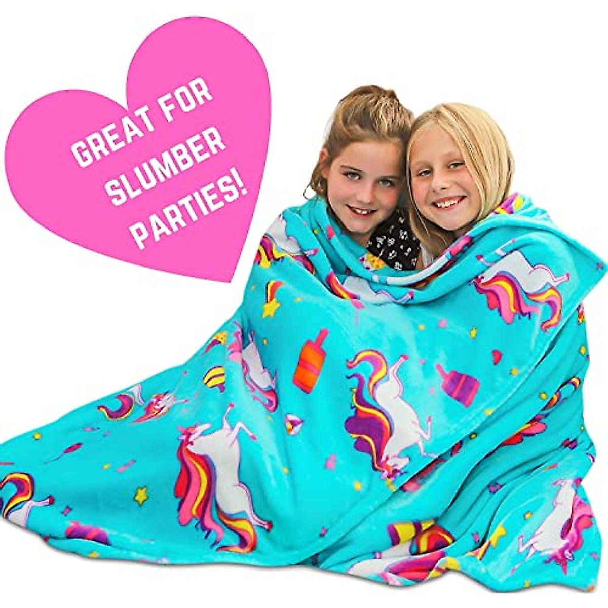 GirlZone Unicorn Fleece Blankets for Girls, Large Fluffy Blankets for Teen Girls with Cute Unicorn and Mermaid Designs, Great Unicorn Gift Ideas for Girls