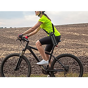 32 oz Insulated Water Bottle with Paracord Handles & Strap, 2 Lids(Straw Lid&Spout Lid), Stainless Steel Reusable Wide Mouth Metal Water Bottle With Straw, Double Walled, Thermo Mug(Black)