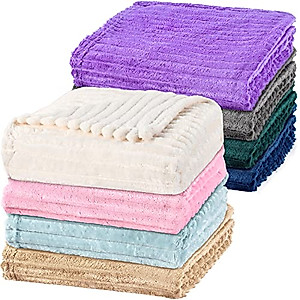 Reginary 8 Pcs Flannel Fuzzy Baby Blankets 30 x 40 Inches Toddler Blanket Newborn Blankets Soft Warm Infant Receiving Blanket for Girls Boys Gifts Cot Stroller Crib Nap Sofa Outdoor, 8 Colors