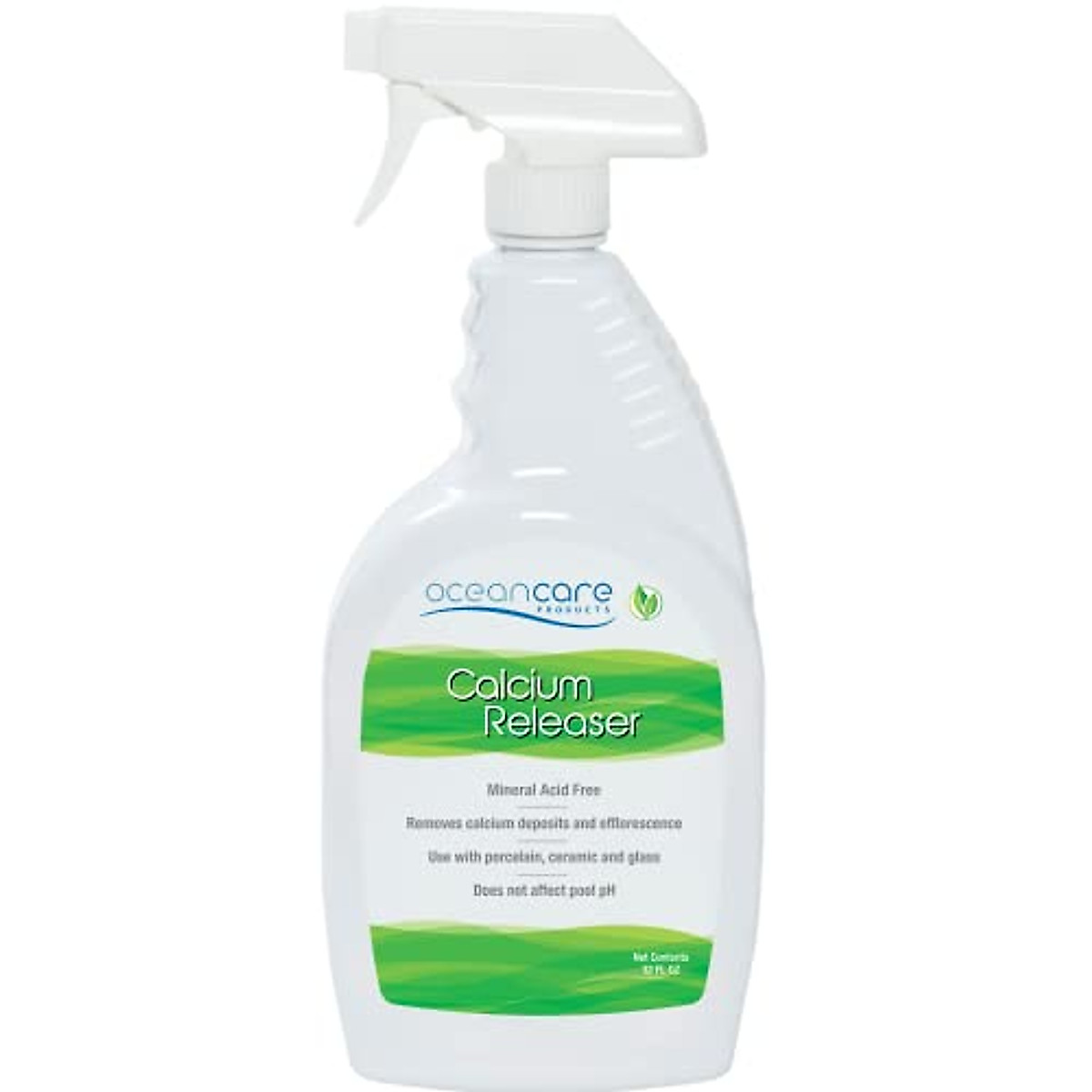 Oceancare Products - Calcium Releaser - Quart Trigger Spray, 32 FL OZ (Cleans up to 75 Square Feet) - Pool Tile Cleaner Calcium Remover, Safe on Glass, Porcelain, and Ceramic Surfaces - Calcium Cleaner - Tile and Grout Cleaner