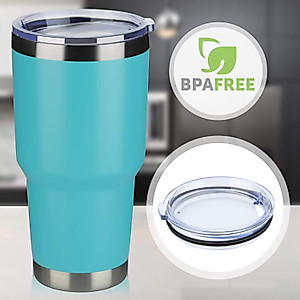 MEWAY 30oz Tumbler Double Wall Vacuum Insulated Travel Mug, Stainless Steel Tumbler with Lid, Durable Powder Coated Insulated Coffee Cup for Cold & Hot Drinks (Lake Blue,1 PACK)