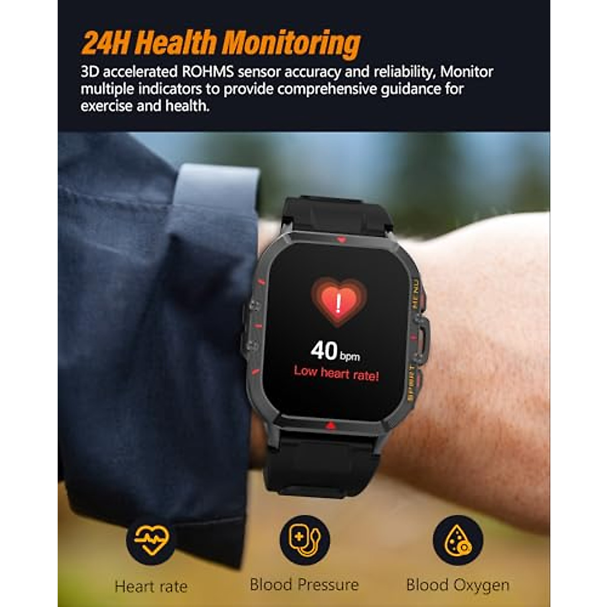 EarlySincere Smart Watch, 1.96''HD Full Touch Screen Bluetooth Call Outdoor Sports Watches with Waterproof Dust-Proof, Activity Fitness Tracker Blood Oxygen Sleep Monitor Pedometer for iOS Android