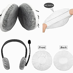 100pcs White Disposable Headphone Covers, Non-Woven Earpad Cover for Most On Ear Headphones 3.15" (8cm)