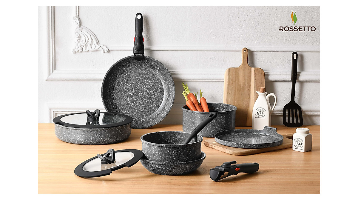 ROSSETTO 16pcs Non-Stick Cookware Set - Versatile & Stackable
