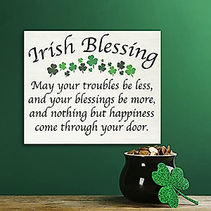 JennyGems St Patricks Day Decor, Irish Blessing Sign, May Your Troubles Be Less and Your Blessings Be More, Irish Prayer, Irish Decor, 7.25 x 6 Hanging Wood Sign