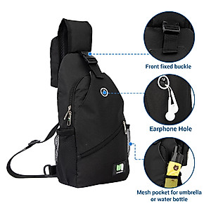 YOUNGNEON Sling Bag Anti-Theft Crossbody - Shoulder Backpack Chest Backpacks Waterproof Black/Grey Small Bags Mens Women Casual Daypack for Hiking Bicycle Sport (CS005, Black)