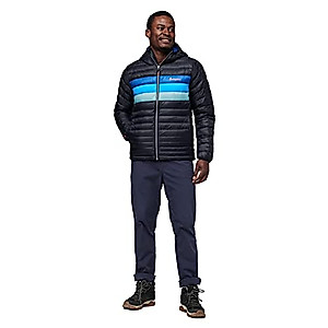 Cotopaxi Fuego Down Hooded Jacket - Men's Black & Pacific Stripes Medium