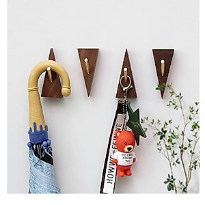 Wall Coat Hook Rack - Set of 4 – Natural Walnut Wood and Solid Brass Hook for Hanging Coats - Wall Mounted Hat Hooks – Nordic Style Decorative Wall Hooks - Hat Hangers for Wall