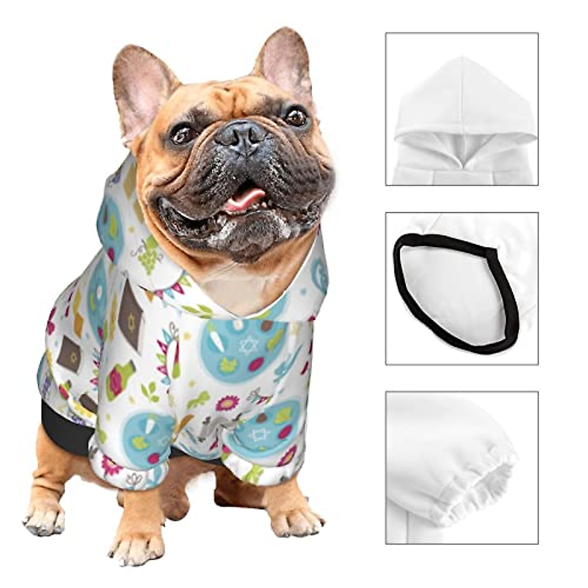 Happy Traditional Jewish Passover Dog Wear Hoodies for Small Pets Costume Cosplay Clothes Puppy Warm Coat XX-Large