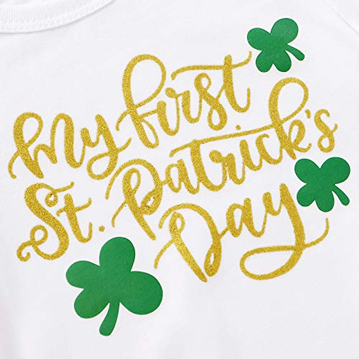 Newborn Infant Baby Girl My 1st St. Patrick's Day Outfit Short Sleeve and Tutu Dress Clove Clothes Set (Green-c, 0-3 Months)