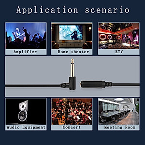 PNGKNYOCN Right Angle 1/4 TS Guitar Cable 90 Degree 6.35mm Mono Male to Female Extension Cable for Amplifiers,Guitars,Pianos,Home Theater Equipment Etc. （50cm）