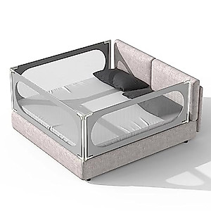 SeseYii Baby Bed Rail with Safety Y-Strap Extra Long Twin Full Queen King Size Infants Toddlers Guardrail with Reinforce Anchor (Grey, 78 inch)