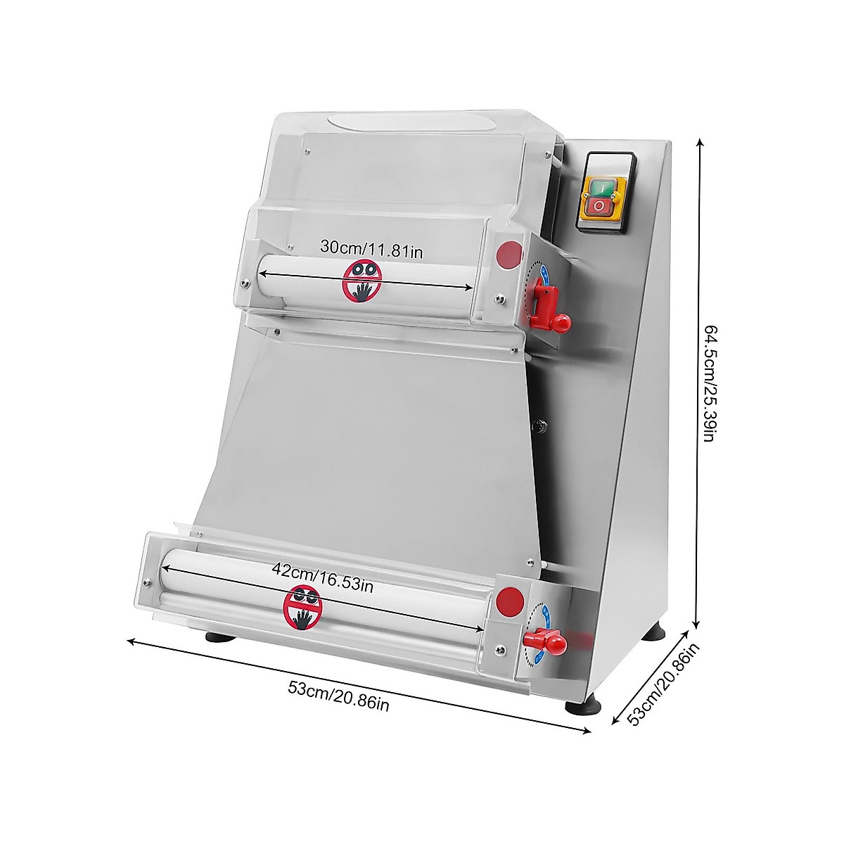 Commercial Pizza Dough Roller Sheeter, 3-15 Inch Electric Automatic Pizza Press, Stainless Steel Adjustable Thickness Dough Machine for Bakeries, Pizzerias, Restaurants, Kitchens