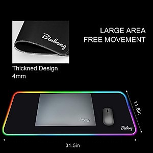RGB Gaming Mouse Pad, Large Expanded Soft LED Mouse Pad with 14 Light Modes, Anti-Slip Rubber Base for Computer Keyboard Mat, 31.5"x11.8"x0.16" (XL)