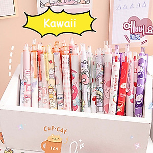 MLAFE Kawaii gel pen cute creative 30 packs black water pen Kawaii signature pen office pen cute school supplies (Style six)