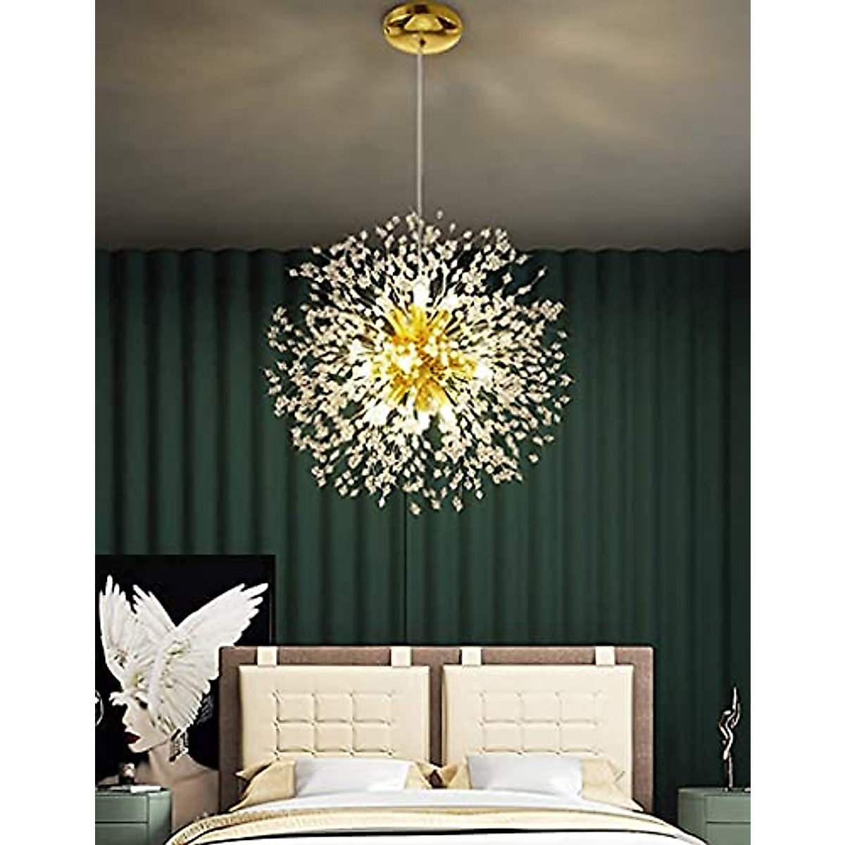 Vikaey Dandelion Crystal Chandeliers, 12-Light Firework Modern Sputnik Chandelier Ceiling Light Fixture Pendant Lighting for Dining Room Bedroom Kitchen Island Living Room,Glod