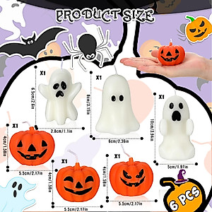 MTLEE 6 Pieces Halloween Ghost Candles Halloween Cute Pumpkin Decorative Tabletop Candle Set Halloween Ghost Candle Set Delicate Candles for Home Halloween Decor