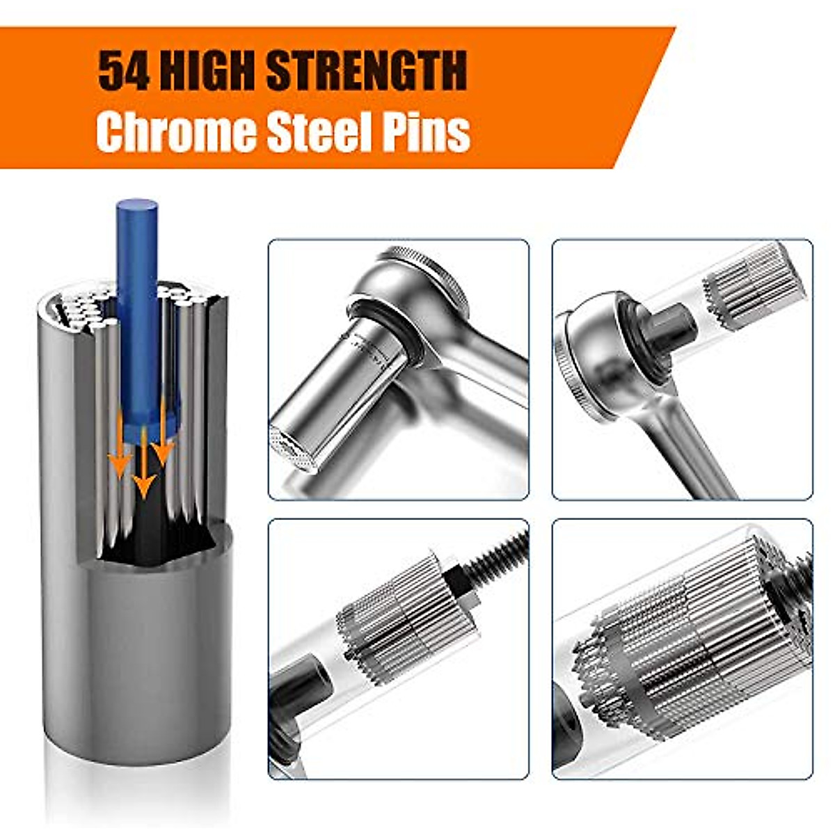 URGENEX Universal Socket Gifts for Men 7-19mm Super Socket Unscrew Any Bolt Universal Socket Grip Tool Sets with Power Drill Adapter Best Gift for Dad Wrench Tool Kit Gift for Christmas & Birthday