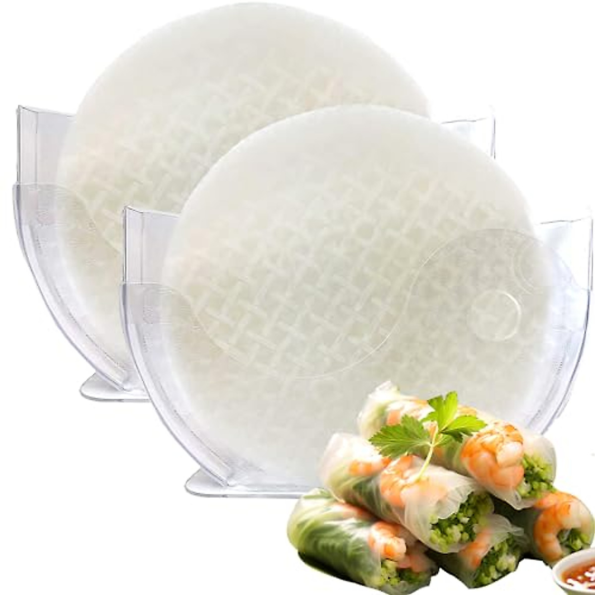 Rice Paper Water Bowl Dipper Spring Roll Water Bowl Rice Paper Holder Rice Bowl Rice Roll Shrimp Spring Vietnamese Rice Paper Holder Spring Roll Water Dipper Rice Wraps for Spring Rolls 2 Pack
