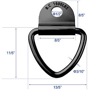 BUSY-CORNER Tie Down Anchors for Trailer, Warehouse, Boat, 10 PCS of Heavy Duty Steel V Ring Bolts, Pickups Truck Accessories(Black)