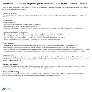 Toothbrush Adaptor Plug UK Charger Adapter Shaver Socket 2 Pin to 3 Pin Electric Converter for Razor Plugs Bathroom Two to Three Prong Charging Tooth Brush Plugs Adapters Electrical Shaving (Black)