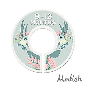 Modish Labels Baby Clothes Size Dividers, Baby Closet Organizers, Size Dividers, Baby Closet Organizers, Closet Dividers, Clothes Organizer, Girl, Woodland, Deer, Boho, Flowers, Floral Antlers (Baby)