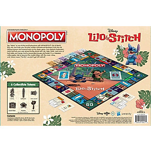 Monopoly: Disney Lilo & Stitch | Buy, Sell, Trade Characters from Disney’s Animated Film | Classic Monopoly Game | Officially-Licensed Lilo and Stitch Merchandise 2-6 Players