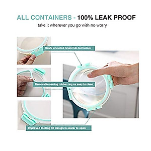 Emica Glass Food Container Set-6 Pack, Glass Amber Color Meal Prep Containers, Food Prep Containers Glass with Lids, Airtight Glass Bento Boxes (6 Containers & 6 Lids)