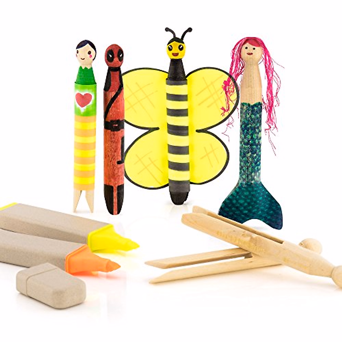 HANGERWORLD Round Wooden Clothespins for Crafts and Laundry - 24 Pack, 4.3inch Long, Old Fashioned Traditional Heritage Dolly Clothes Pegs