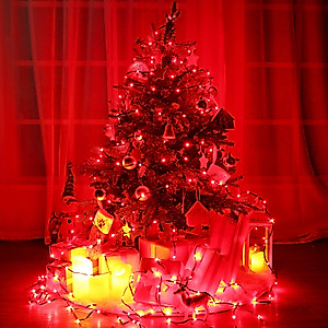 Joomer Red Christmas Lights, 66ft 200 LED String Lights 8 Modes Plugin Timer Indoor Outdoor Fairy Twinkle Lights for Home,Garden,Trees, Christmas Decorations